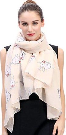 Lina & Lily Écharpe Foulard pour Femme Imprimé Lapin (Beige)