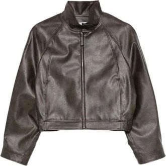 Low Classic LOW Classic, Femme, Vestes, Brun, Taille: 38 FR Stand Collar Leather Jumper