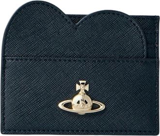 Vivienne Westwood Femme, Accessoires, Noir, Taille: ONE Size Heart Motif Leather Card Holder