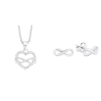 s.Oliver Kette mit Anh&auml;nger 925 Sterling Silber Damen Halsschmuck & Ohrstecker 925 Sterling Silber Damen Ohrschmuck, mit Zirkonia synth