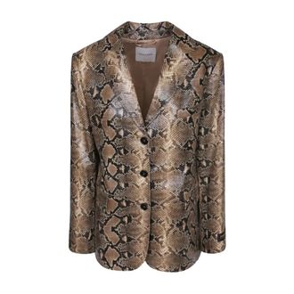 Ermanno Scervino Blazer droit &agrave; revers satin&eacute; - Femme - Vestes - Brun - Taille: 36 FR