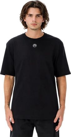 Marine Serre Homme, Tops, Noir, Taille: M Moon Logo Jersey SS Crewneck T-Shirt