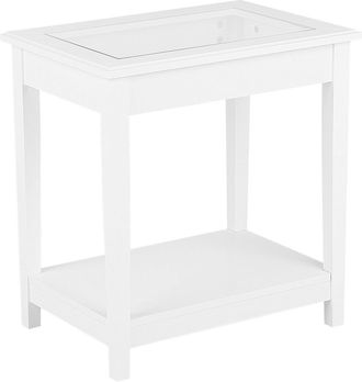 Beliani Beistelltisch in Weiß mit Tischplatte aus Sicherheitsglas moderner Couchtisch Attu