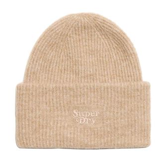 Superdry Damen Weiche Rippstrick-Beanie Ger&ouml;stetes Kokosbraun 1SIZE