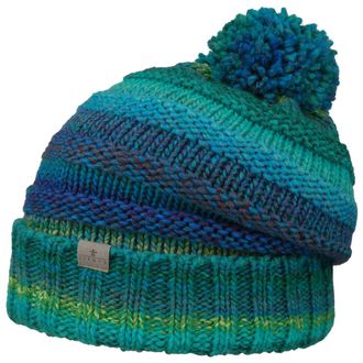 Lierys Fauske Bommelm&uuml;tze Damen Herren Pudelm&uuml;tze mit Schurwolle Made in Germany Gestrickt Oversize Wollm&uuml;tze Herbst Winter gr&uuml;n-blau One Size