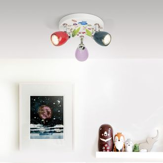 Lightbox LED Deckenstrahler mit warmwei&szlig;em Licht - 3 flammiges Spotrondell f&uuml;r das Kinderzimmer mit schwenkbaren K&ouml;pfen - Deckenleuchte mit Leuchtmittel inklus