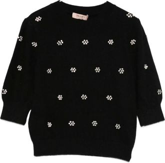 Twin-Set Pullover mit Kristallen - Schwarz