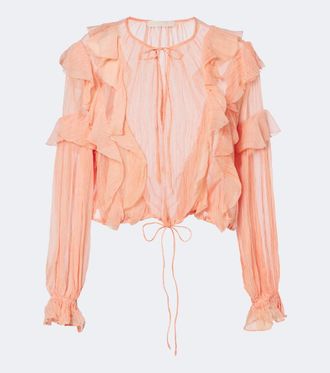 Ulla Johnson Blouse Delfina en soie &agrave; volants