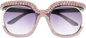 Lioobo Lunettes de Soleil Femme Ornées de Cristaux Chic Résistantes et Légères pour Fête et Cosplay Unisexes Rose