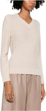 Fabiana Filippi Femme, Pulls, Beige, Taille: 38 FR V-neck Tricots