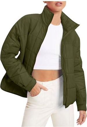 Generic Vestes dautomne et dhiver pour femme, couleur unie, fermeture &eacute;clair, v&ecirc;tements dext&eacute;rieur d&eacute;contract&eacute;s 2026, Vert, XXL