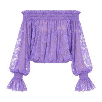 Norma Kamali Haut paysan &agrave; manches longues - Femme - Blouses et Chemises - Violet - Taille: 40 FR