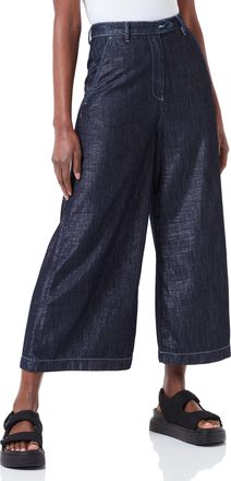 Love Moschino Womens Blend Lurex Chambray with Logo L&auml;ssige Hose, Dark Blue Denim, 42