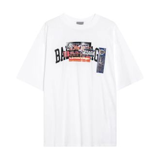 Balenciaga Bumper Stickers Medium Fit T-Shirt - - Tops - Herren - Wei&szlig; - M