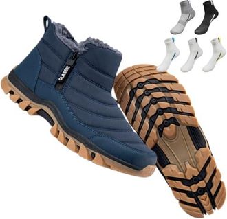 Generic Bottines de neige imperm&eacute;ables et chaudes en coton avec fermeture &eacute;clair - Doublure en fourrure &eacute;paisse - Imperm&eacute;ables - Antid&eacute;rapantes - Pour la marc