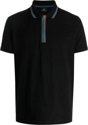 Paul Smith Homme, Tops, Bleu, Taille: XL Polo Regular Fit en Coton Noir