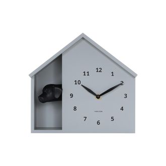 Karlsson Wanduhr Peeking Doggy - Grau - 24.9x24.9x27cm - Rechteck - Kunststoff - Wanduhr Modern Wohnzimmer - Wanduhren