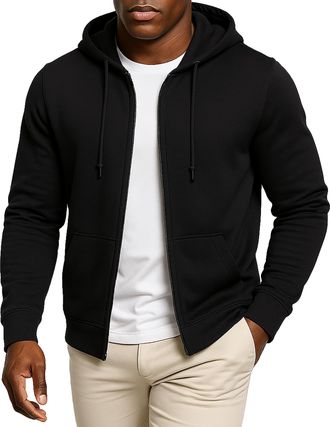 LEIF NELSON Herren Sweatjacke mit Kapuze, Leichte Zip Hoodie Jacke für Sport & Freizeit, Basic Übergangsjacke Männer mit Reißverschluss, Atmungsaktiv & Bequem, S-