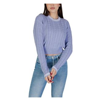 Tommy Jeans Femme, Pulls, Violet, Taille: 36 FR Flag Cable Knit Relaxed Jumper