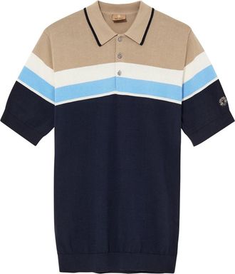 Mos Mosh Leichtes Strick-Poloshirt mit Blockstreifen in