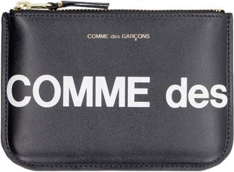 Comme Des Gar&ccedil;ons Mens Leather Pouch With Logo Detail, Black Cow Hide Wallets & Cardholders