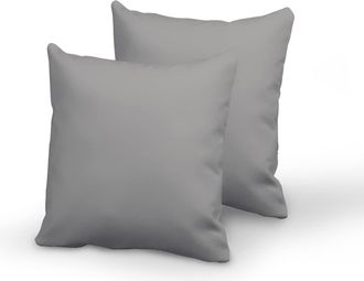 Pizuna Luxuri&ouml;ser Soft-Satin 2er Pack Kissenbezug 80x80 cm Aschgrau, 400 Fadenzahl Baumwolle Quadratisch Kissenbez&uuml;ge, 100% Langstapel Baumwolle Nur Kissenbe