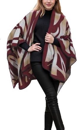 Generic Poncho Femme Hiver Chaud Chale Femme Hiver Chaud Cape Femme Effet enveloppant Ch&acirc;le Poncho Ample Manches Larges Style Boh&egrave;me Automne-Hiver