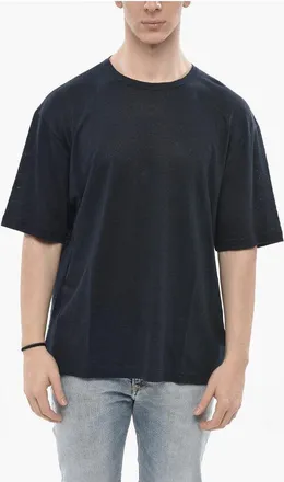 Palm Angels Linen T-Shirt with Tone-on-Tone Embroidered Logo size 3xl