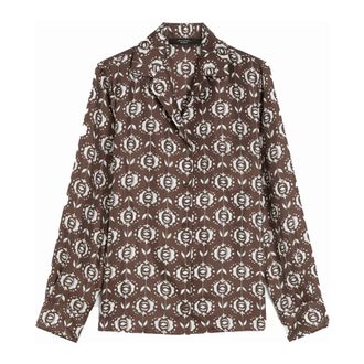 Max Mara Seidenhemd im Pyjama-Stil mit Print - - Blouses & Shirts - Damen - Braun - S