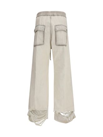 Rick Owens Mens Pants Wide Bela Denim Milk Wash Cotton Jean