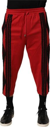 Dolce & Gabbana Homme, Pantalons, Rouge, Taille: 3XL Pantalon Corsaire Décontracté Brodé