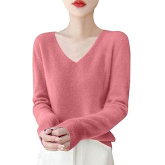 Generic Pull pour femme col en V couleur unie pull tricot&eacute; classique confortable d&eacute;contract&eacute; &agrave; manches longues chaud coupe ajust&eacute;e l&eacute;ger tendance pour femme p