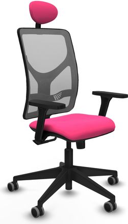 Piqueras y Crespo Rosada Schreibtischstuhl mit 3D-Armen, h&ouml;henverstellbarer Lendenwirbelst&uuml;tze und festem Kopfteil, ausgestattet mit 3 Positionen und Schneideschaum, Gr