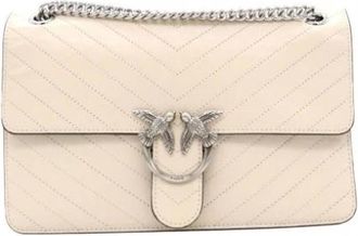 Pinko Pinko, Femme, Sacs, Beige, Taille: ONE Size Love One Light Classic Vitello Wrinkle Flat Chevron