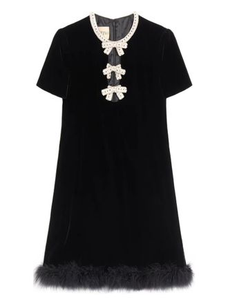 Valentino Garavani Minikleid mit Federn und Schleifen - Schwarz
