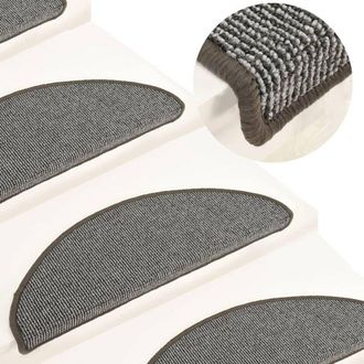 vidaXL Vidaxl - Tapis descalier 15 pi&egrave;ces 65 x 21 x 4 cm Gris Demi-rond Grand