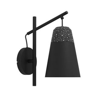 Eglo Wandlampe Canterras, 1 flammige Wandleuchte, Wandleuchte innen aus Terrazzo in Grau Weiß, Metall in Schwarz, Wohnzimmerlampe, Flurlampe, E27