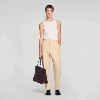 Sandro Oversize-Hose aus Leinen-Mix