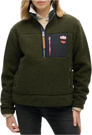 Superdry Femme, Sport, Vert, Taille: 40 FR Maille Zipp&eacute;e avec Poches Avant