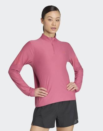 adidas adidas Performance - Adi365 Iconic - Pull de course &agrave; col zipp&eacute; - Magenta double-Rouge