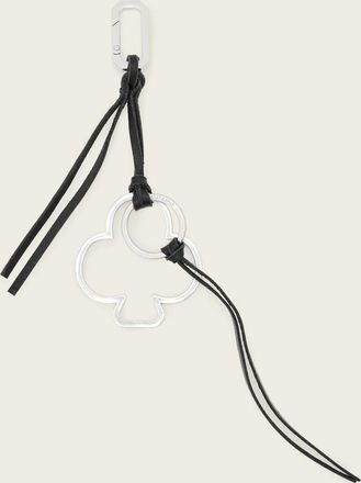 AllSaints Club Schl&uuml;sselanh&auml;nger aus Leder mit Metall in Schwarz/Silber