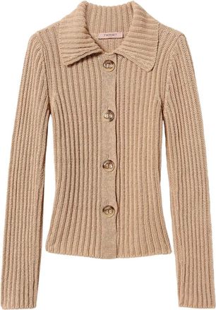 Twin-Set Cardigan mit Oval T-Knöpfen - Nude