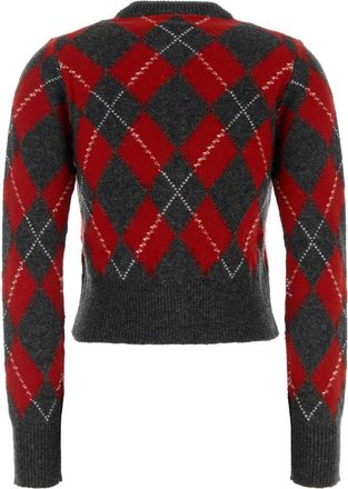 Ami Argyle Virgin Wool Cardigan - Red