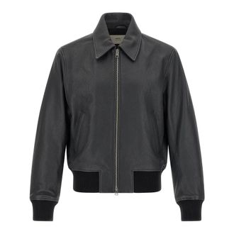 Ami Homme, Vestes, Gris, Taille: L Veste en cuir dagneau coupe carr&eacute;e