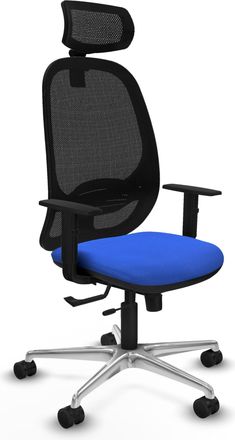 Piqueras y Crespo B&uuml;rostuhl, zylindrisch, blau, mit 1D-Armlehnen, h&ouml;henverstellbare Lendenwirbelst&uuml;tze und h&ouml;henverstellbares Kopfteil, Neigung und Neigung, ausgestatte