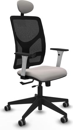 Piqueras y Crespo Computerstuhl mit wei&szlig;en und schwarzen Armlehnen, h&ouml;henverstellbare Lendenwirbelst&uuml;tze und festes Kopfteil, ausgestattet mit Syncro/Traslack. Schwarz/