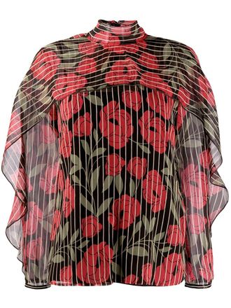 Red Valentino blouse &agrave; fleurs - Noir