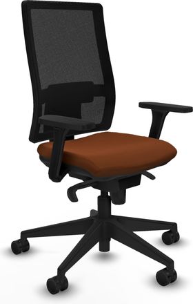 Piqueras y Crespo Schreibtischstuhl, verstellbare Armlehne, h&ouml;henverstellbare Lendenwirbelst&uuml;tze, ausgestattet mit 5 Positionen und eingespritztem Schaum. Schwarz/Braun