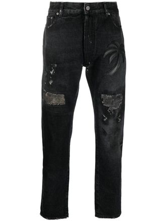 Palm Angels jean droit &agrave; patch palmier - Noir