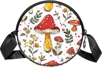 Generic Sac &agrave; bandouli&egrave;re rond rond pour femme, petit sac &agrave; bandouli&egrave;re champignon avec fermeture &eacute;clair, bretelles r&eacute;glables, d&eacute;contract&eacute; pour femmes et fill